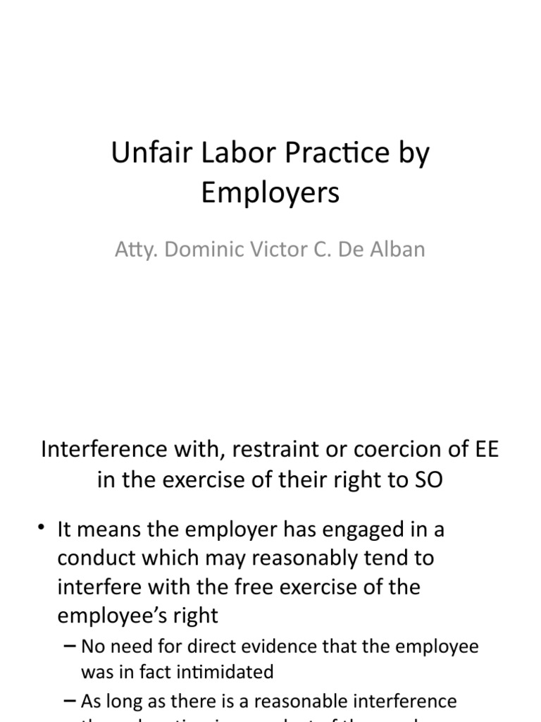 Unfair Labor Practice - Employers | PDF | Union Busting | Collective ...