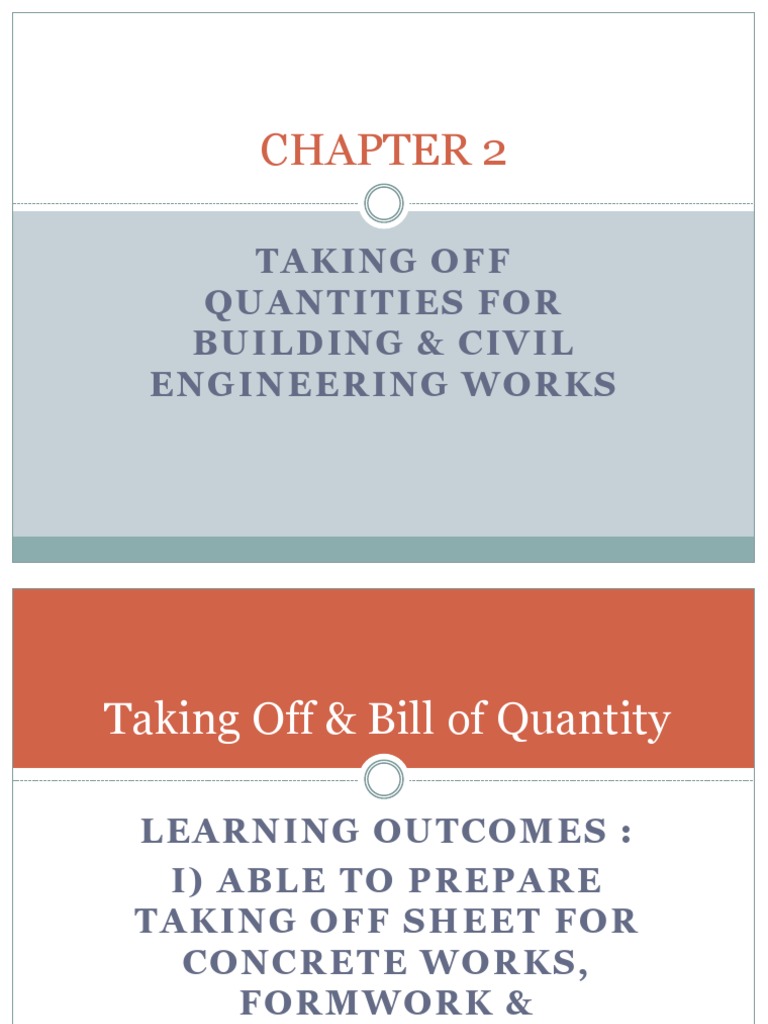 Taking Off Quantities For Building & Civil Engineering Works | PDF ...