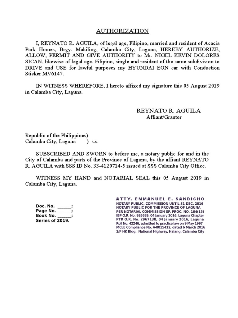 Authorization-To Drive Car | PDF