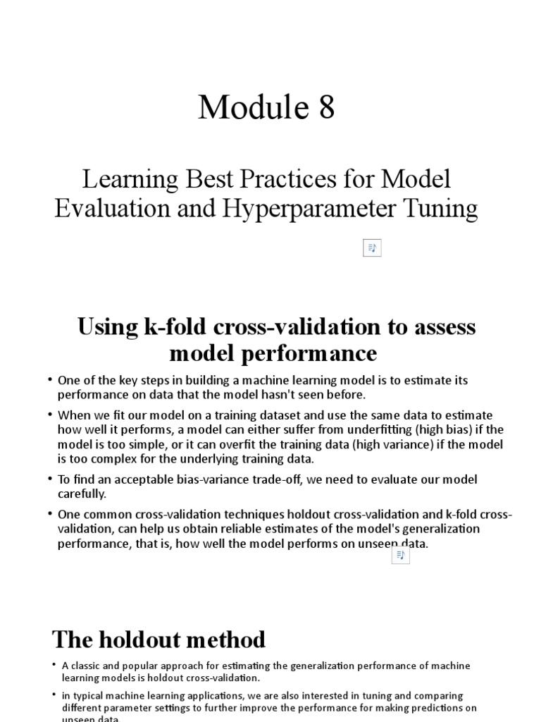 Module9 Performance Evaluation Part1 | PDF | Cross Validation ...