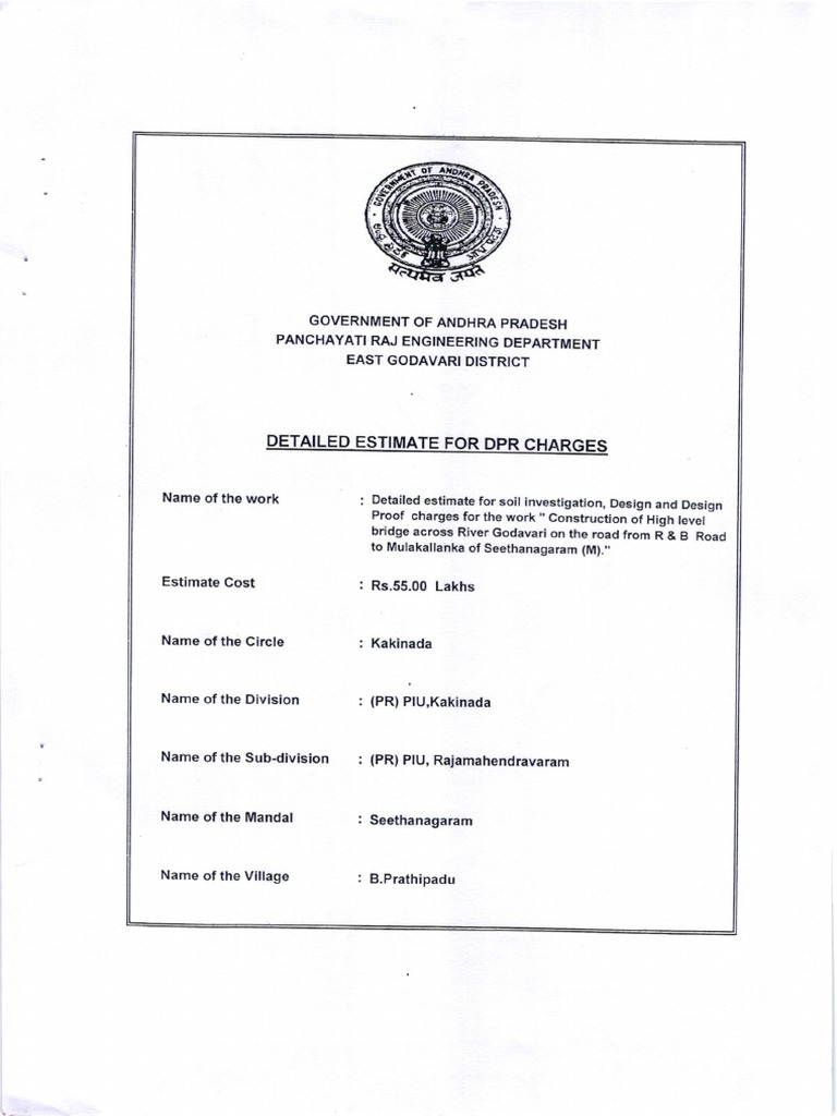 Bridge - DPR Estimate 1 | PDF