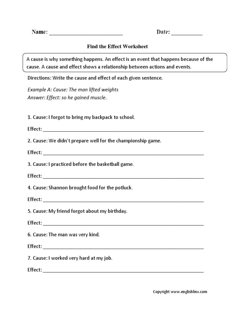 Find The Effect Worksheet | PDF