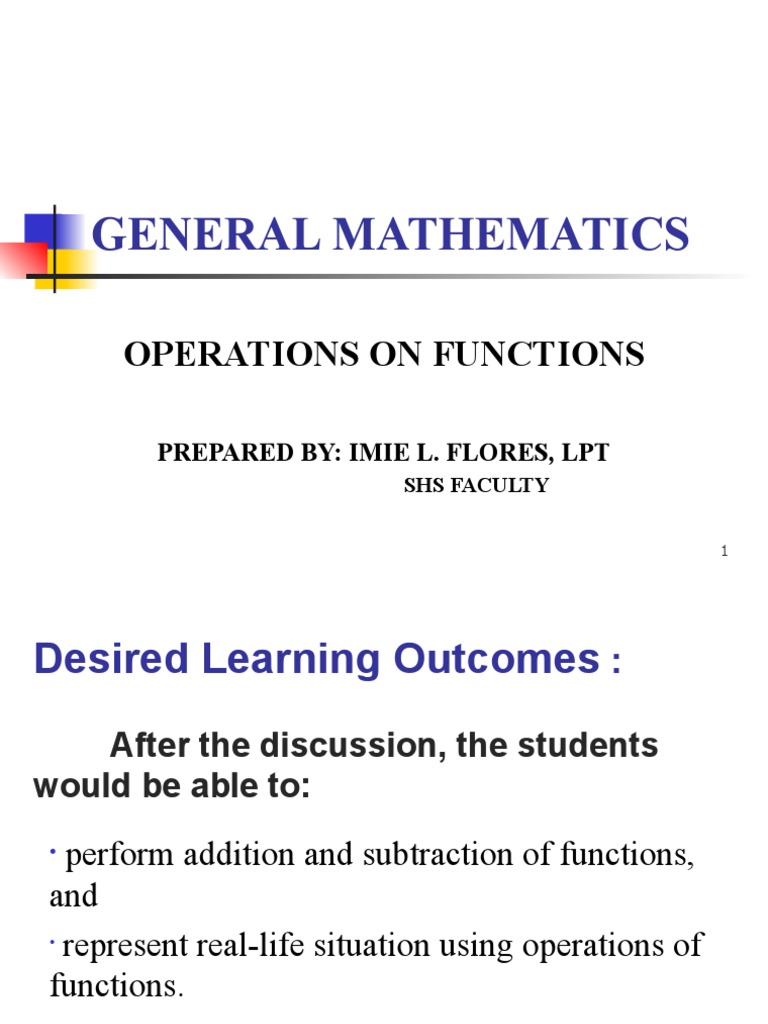General Mathematics: Operations On Functions | PDF | Fraction ...