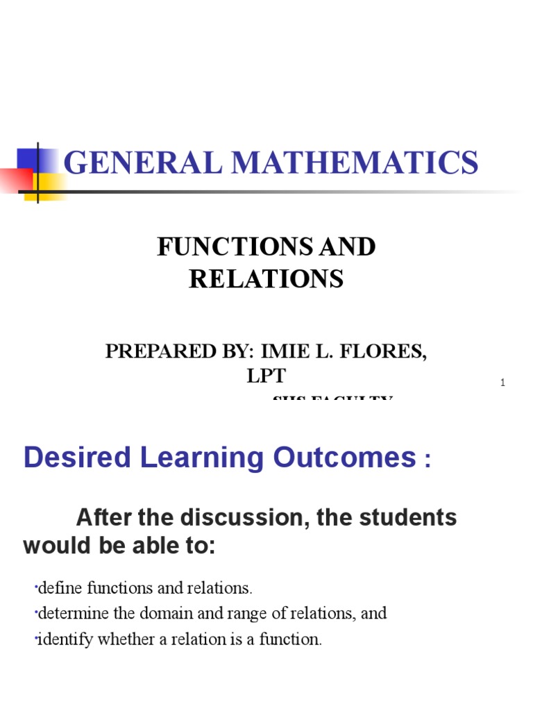 General Mathematics Functions And Relations Pdf Domain Of A Function Function Mathematics
