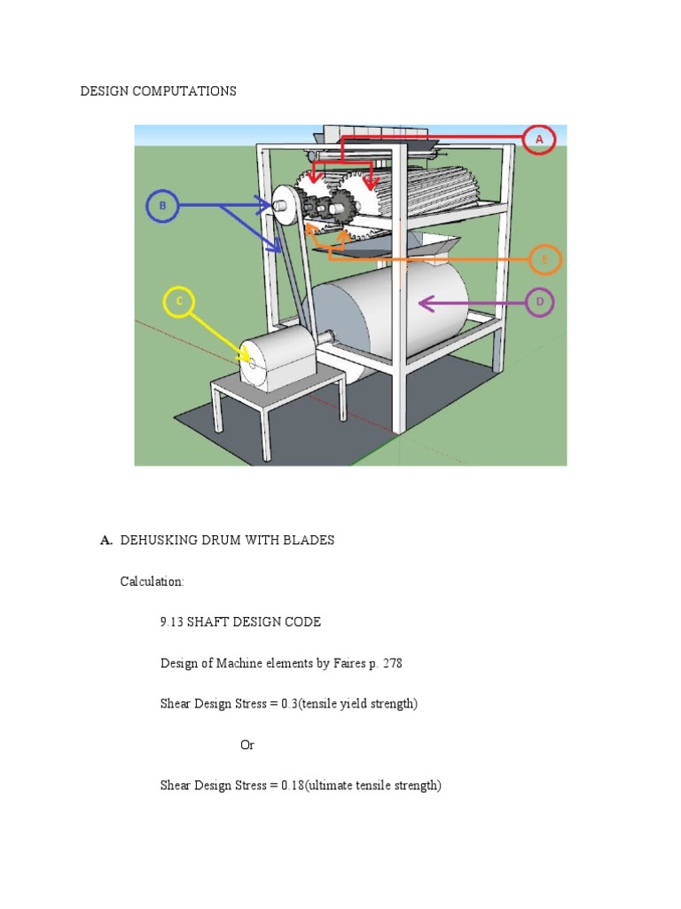 Coconut Dehusking Machine Design Calculations | PDF | Strength Of ...