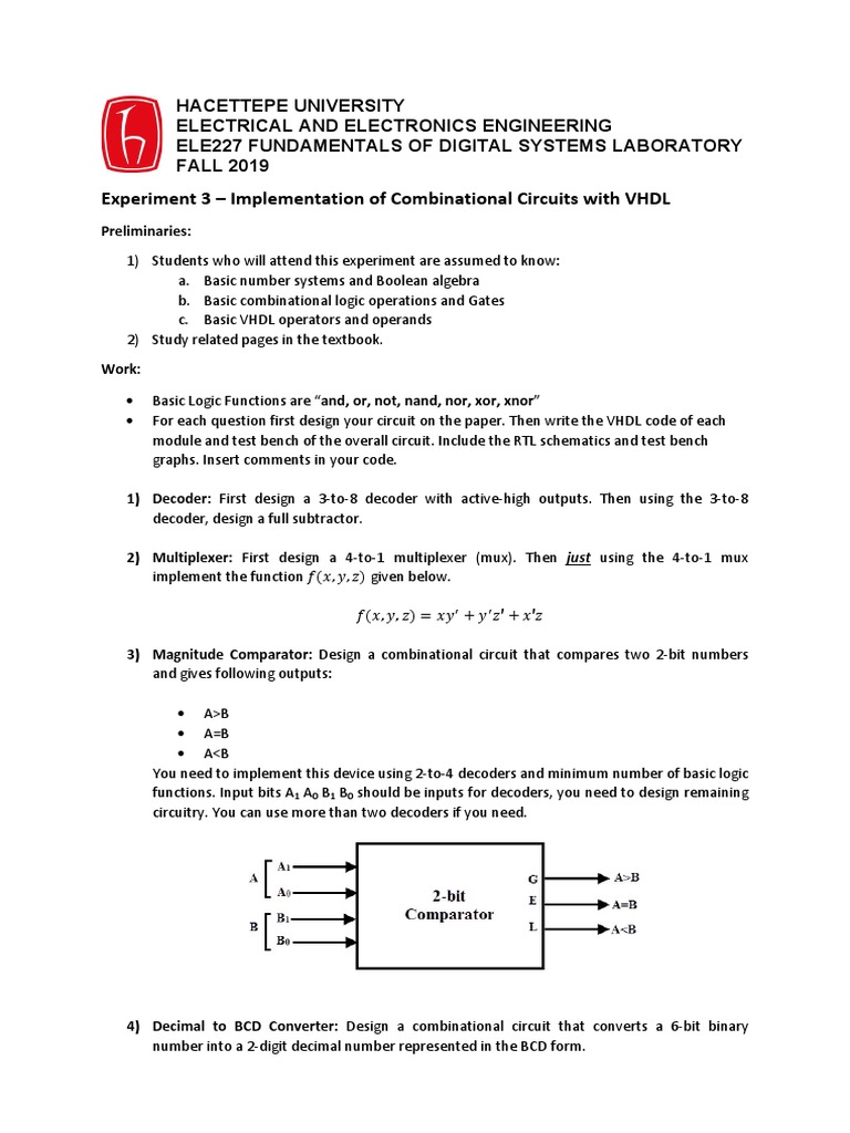 Experiment 3 - Implementation of Combinational Circuits With VHDL | PDF
