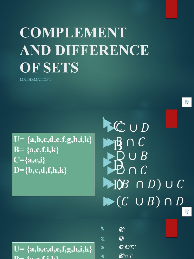 Set Operations: Complement & Difference | PDF | Teaching Methods ...