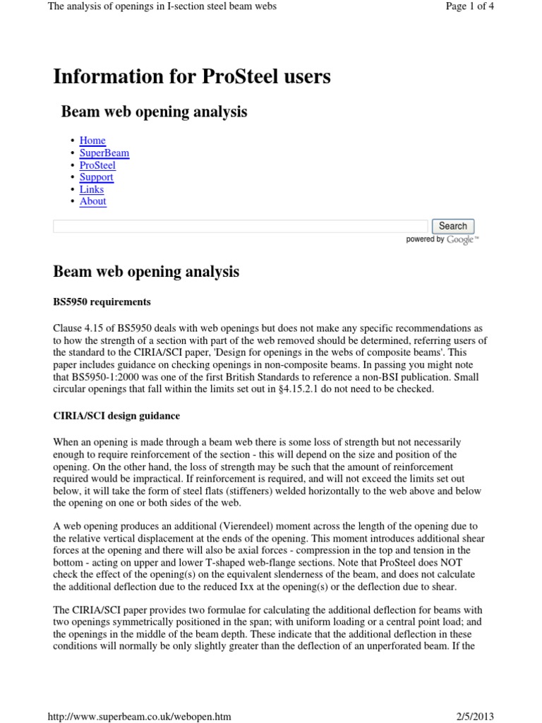 Beam Web Opening - Analysis | PDF | Beam (Structure) | Bending