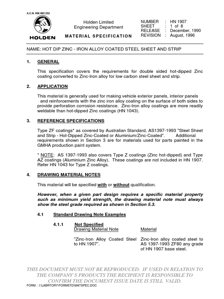 General: Material Specification | PDF | Sheet Metal | Steel