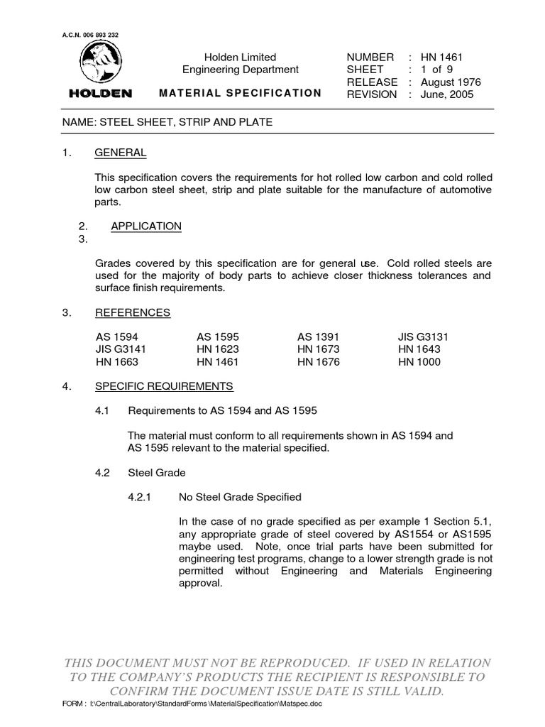 Material Specification | PDF | Sheet Metal | Rolling (Metalworking)