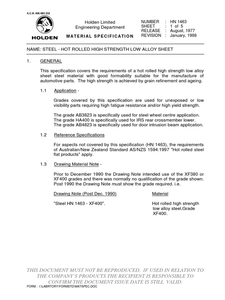Material Specification | PDF | Sheet Metal | Steel