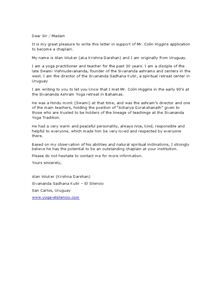 Krisna Darshan Recommendation Letter of April, 2016 | PDF | Religion ...