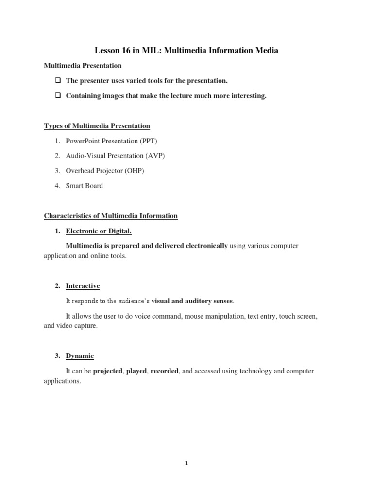 MIL - L16 - Multimedia Information Media | PDF | Multimedia | Microsoft ...