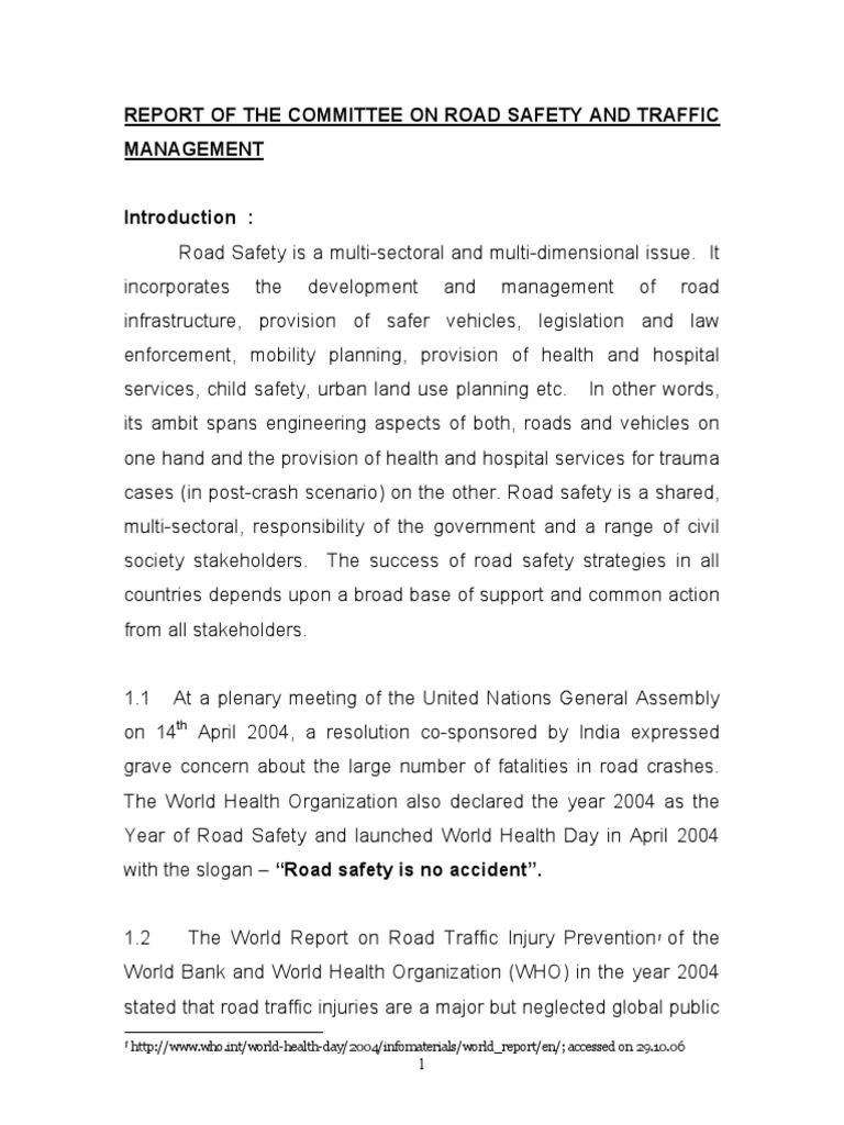 Road Safety - Report | PDF | Road Traffic Safety | National Highway ...