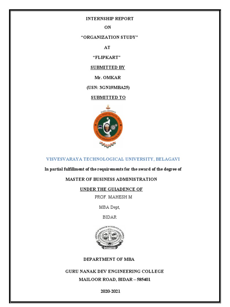 Online Internship Front Pages | PDF | Master Of Business Administration ...