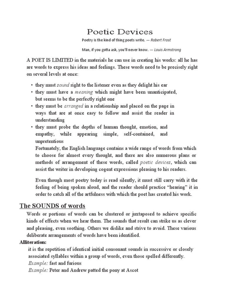 Poetic Devices Part 1 | PDF | Metre (Poetry) | Poetry
