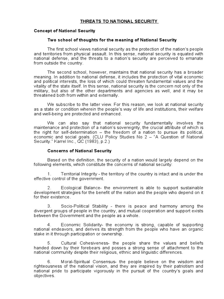 MS 31-5 Threats To National Security | PDF | National Security | Government