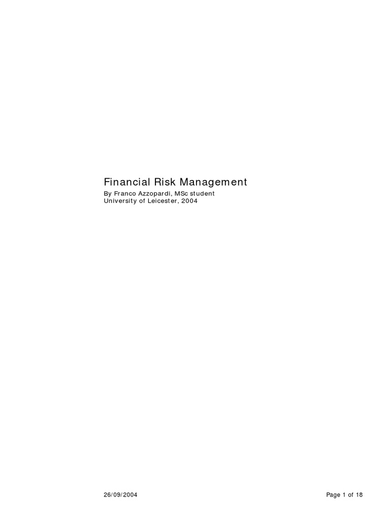 Financial Risk Management | PDF | Futures Contract | Option (Finance)