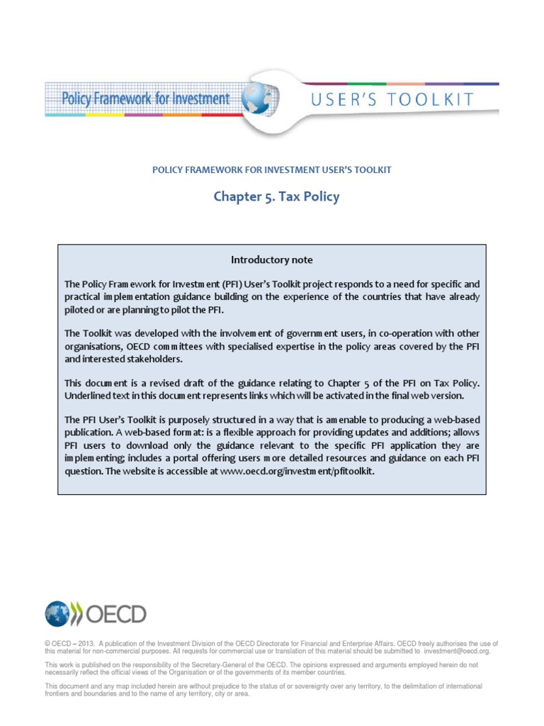 Chapter 5. Tax Policy: Policy Framework For Investment User'S Toolkit ...