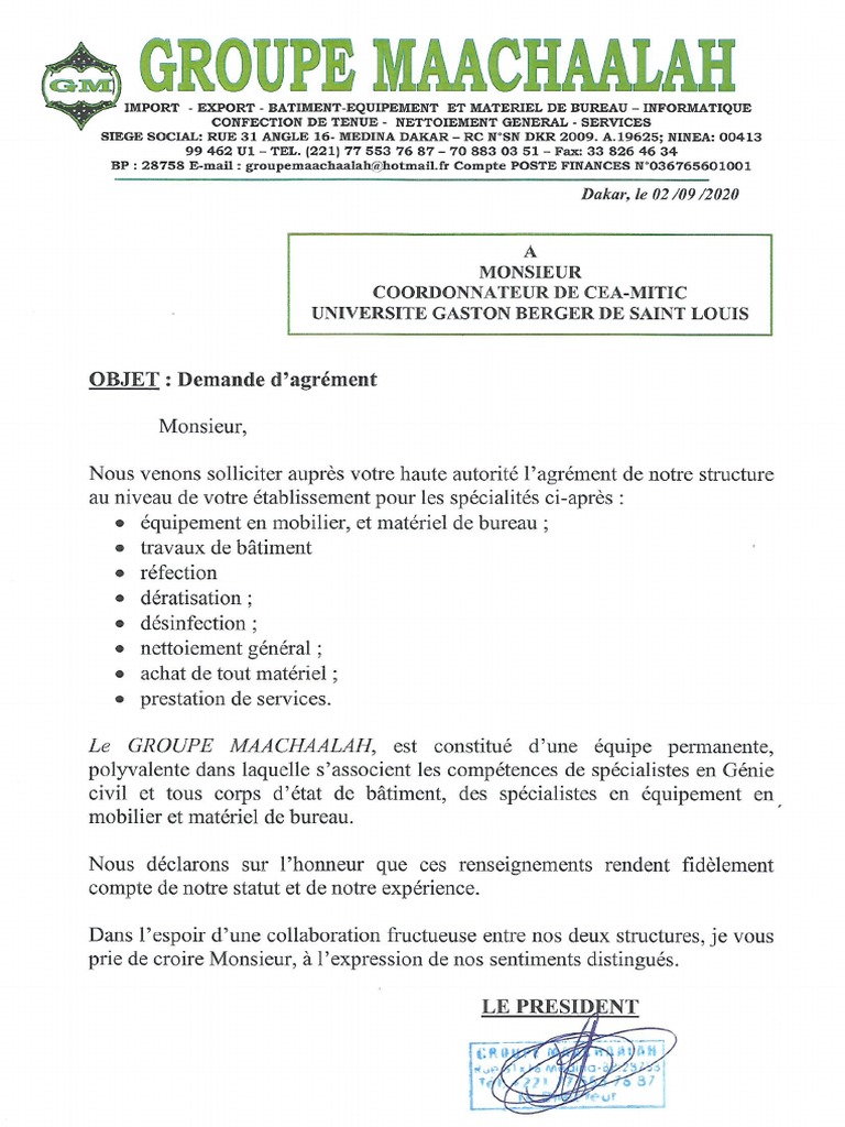 Demande D'agrement 1 PDF