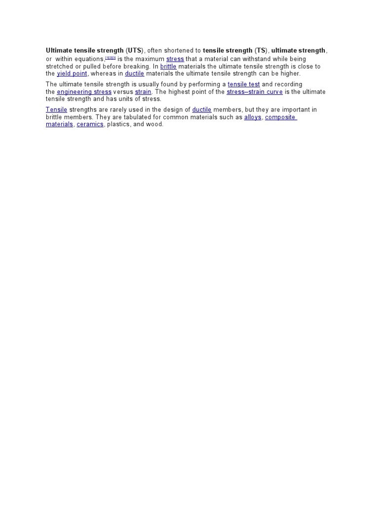 Ultimate Tensile Strength | PDF