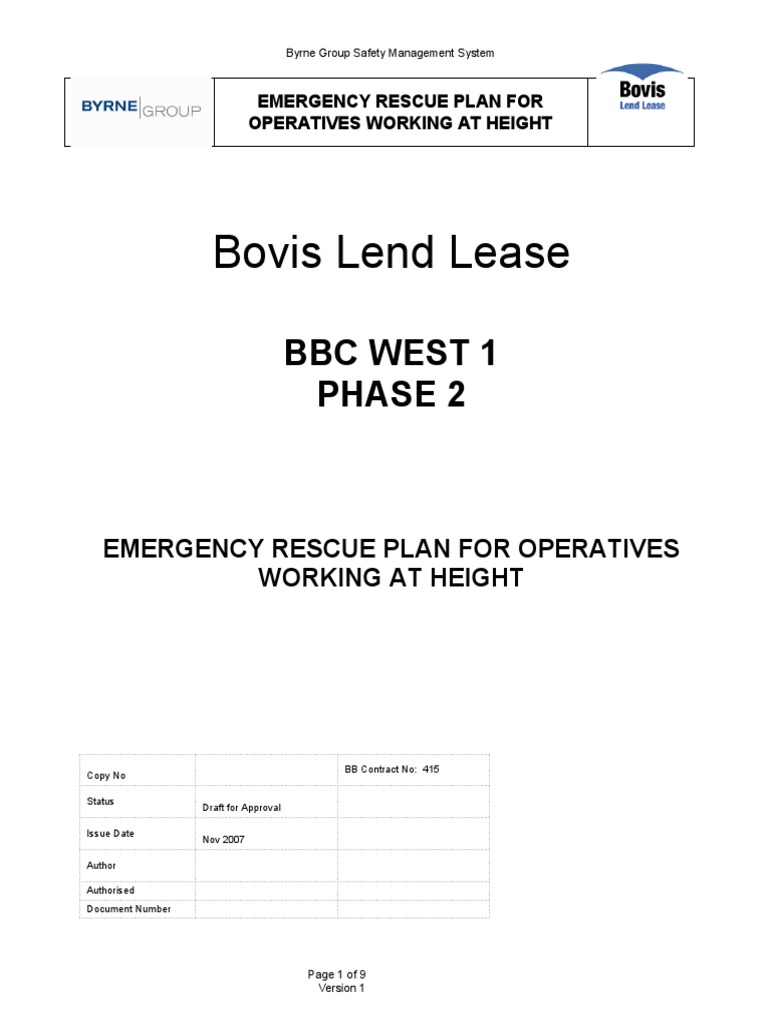 Emergency Rescue Plan For Operatives Working at Height | PDF | First ...