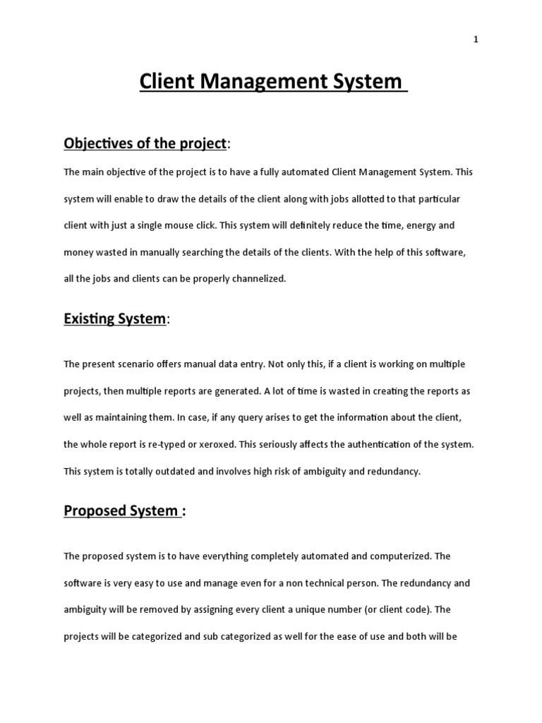 Client Management System Abtsract | PDF | Server (Computing) | Client ...