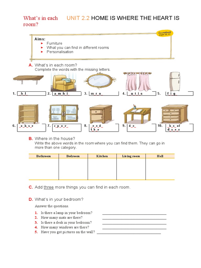 What's in Each Room?: UNIT 2.2 | PDF | Bedroom
