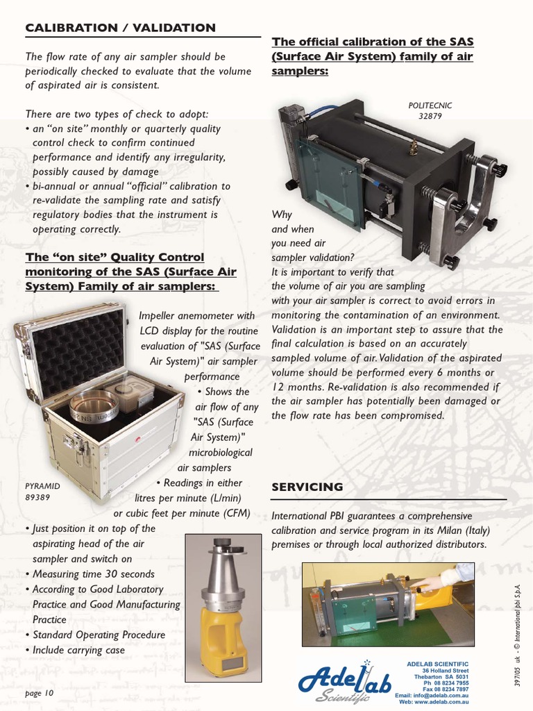 Calibration / Validation The Official Calibration of The SAS (Surface ...