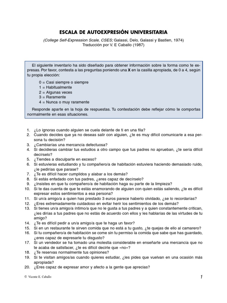 Escala de autoexpresión | PDF