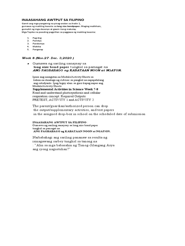 Naasahang Awtput Sa Filipino | PDF
