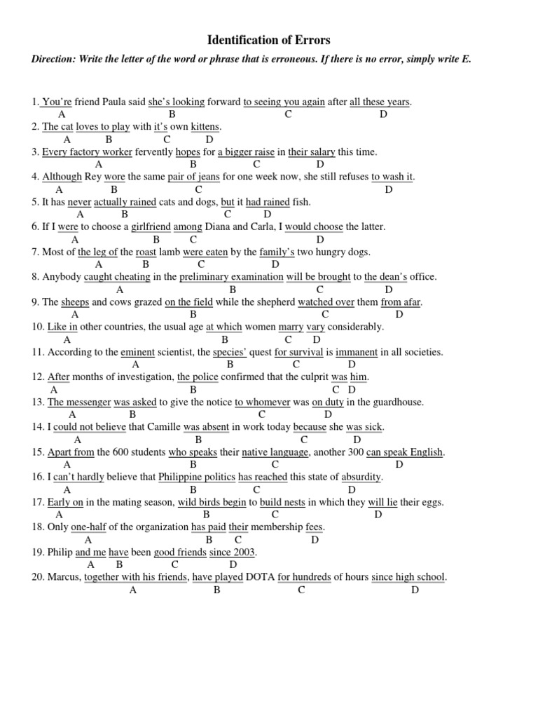 Identification of Errors Sample Exam | Download Free PDF | Sheep ...