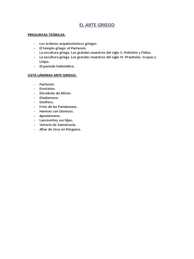 Arte y Escultura Griega Clásica | PDF | Ciencias sociales | Clásicos
