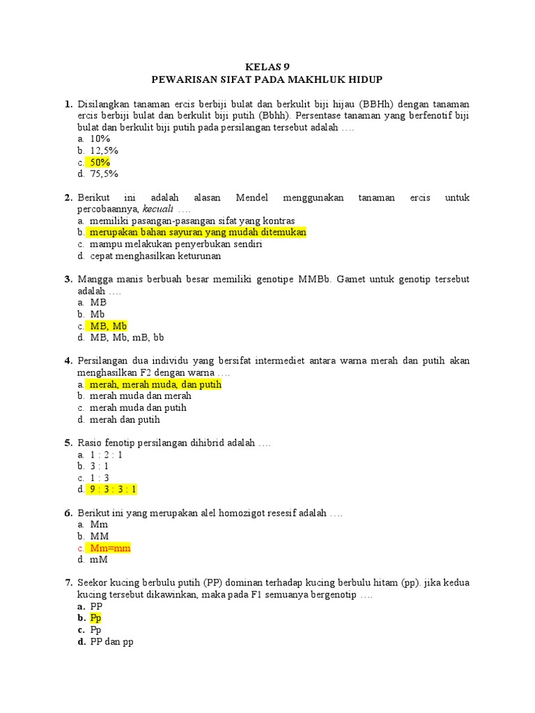 Pewarisan Sifat dan Alel Resesif | PDF | Sains & Matematika
