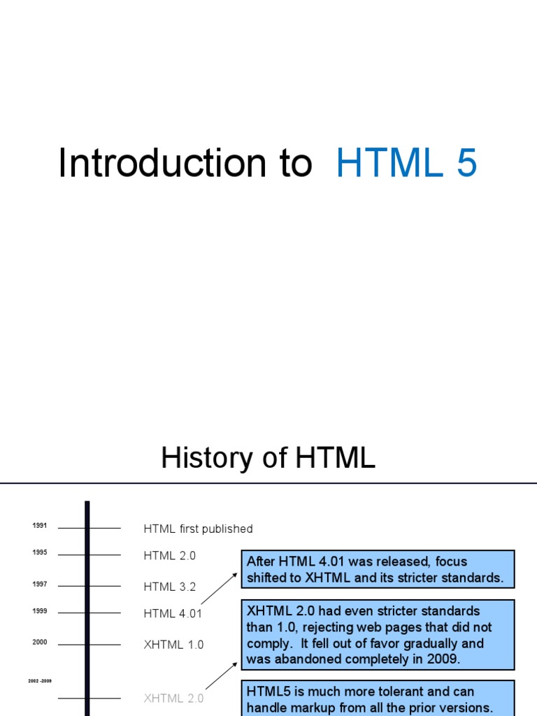 01 HTML5 Intro | PDF | Html5 | Xhtml