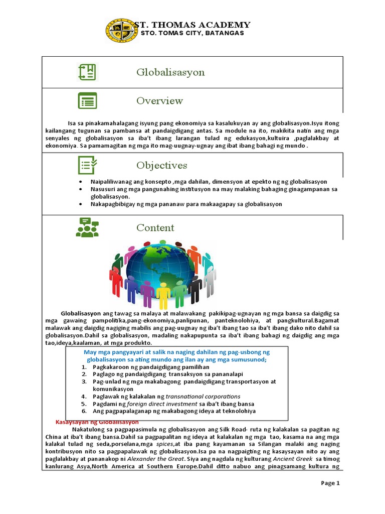 AP G10 Globalisasyon | PDF