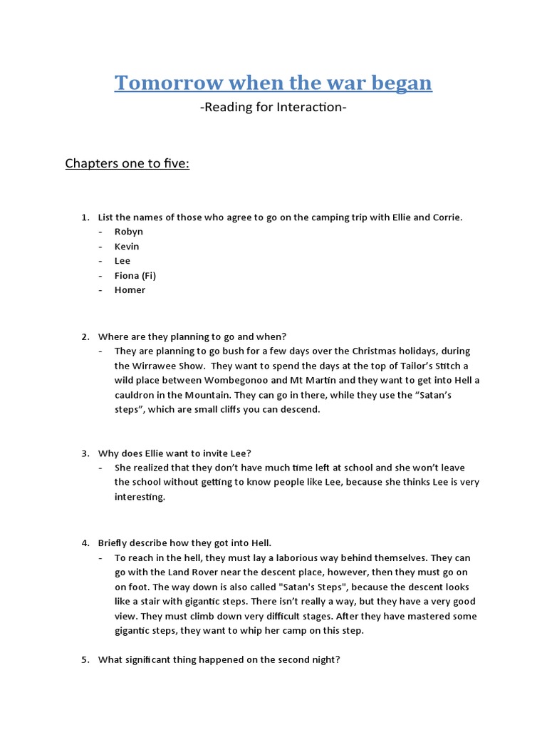 Tomorrow When The War Began I | PDF