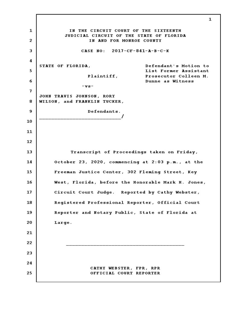 Transcript-Oct2320-Motion To Add Dunne As Witness | Download Free PDF ...