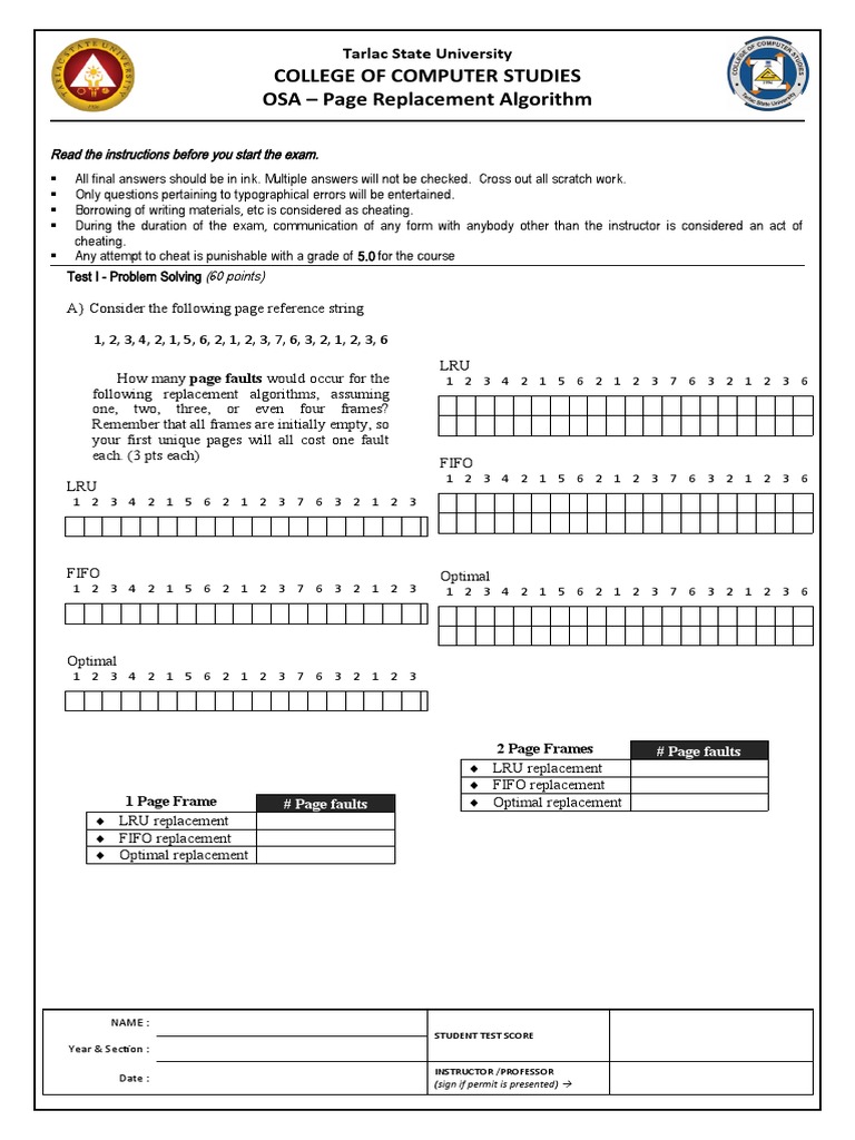 Quiz - Page Replacement Algorithm | Download Free PDF | Discrete Mathematics | Computing