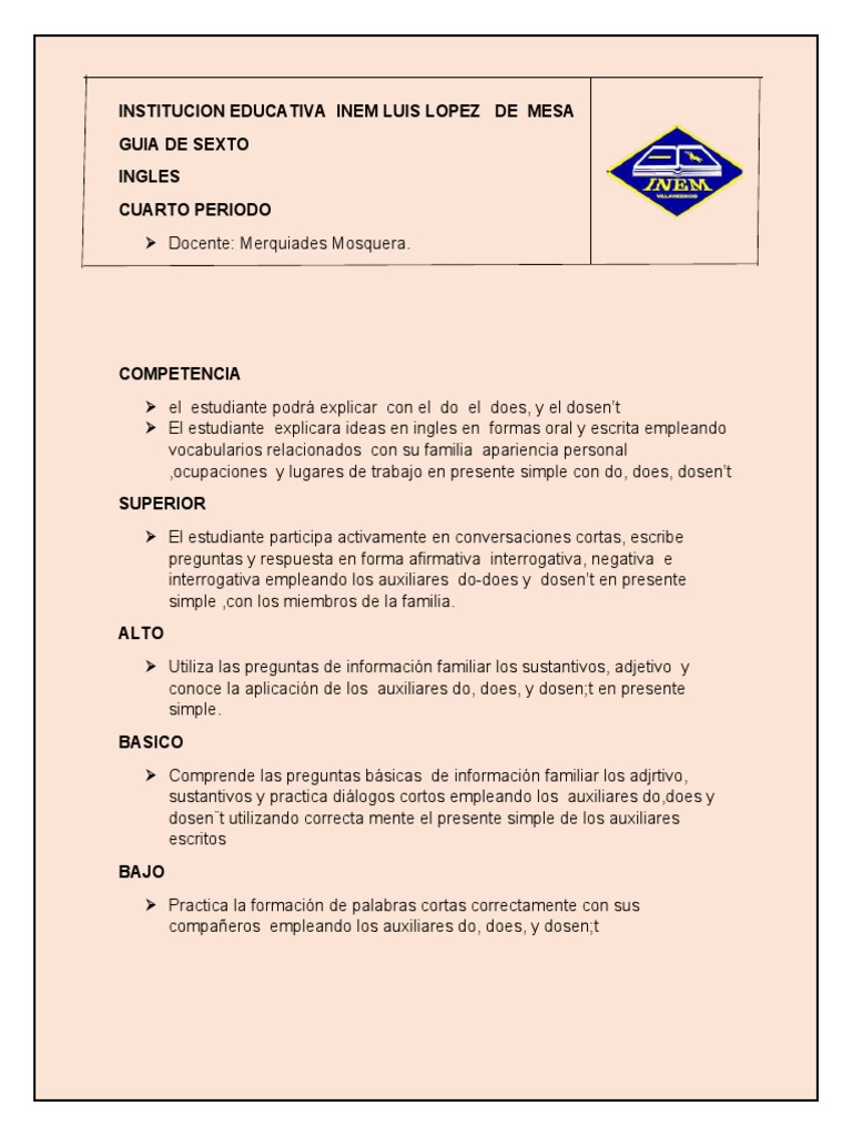 Como Usar Do, Does, Dosent | PDF | Verbo | Tipología Lingüística