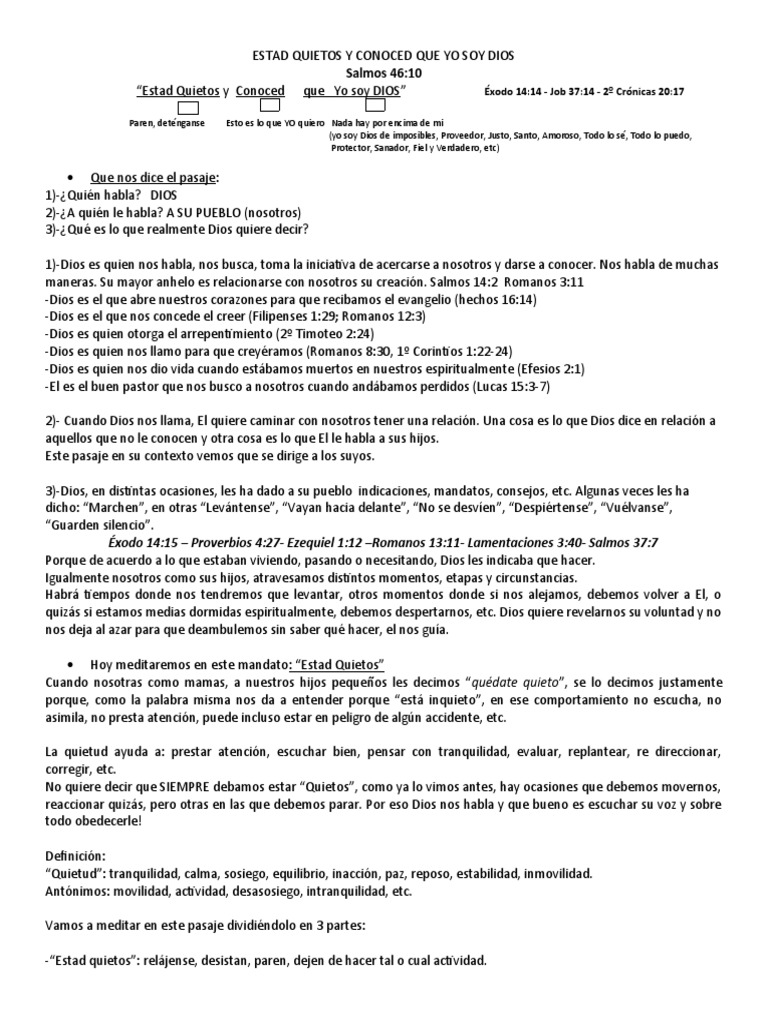 Estad Quietos y Conoced Que Yo Soy Dios | PDF | Contenido bíblico ...