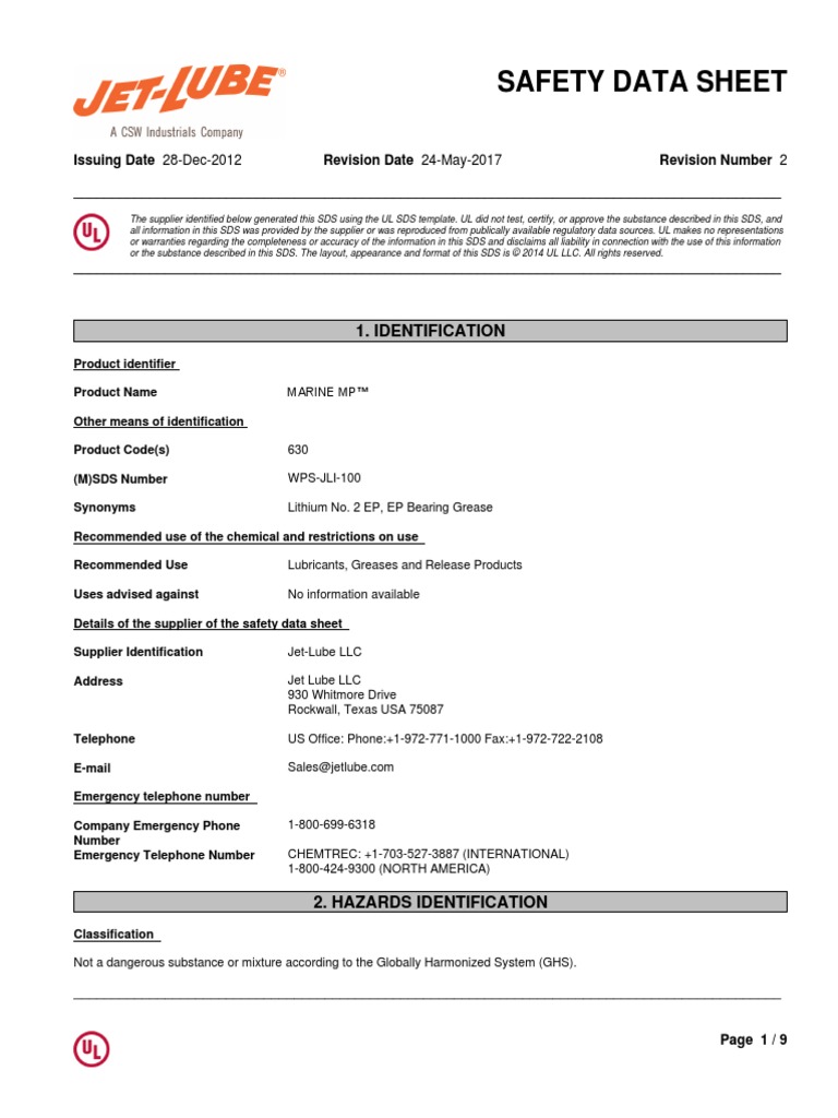 Safety Data Sheet: 1. Identification | PDF | Toxicity | Occupational ...