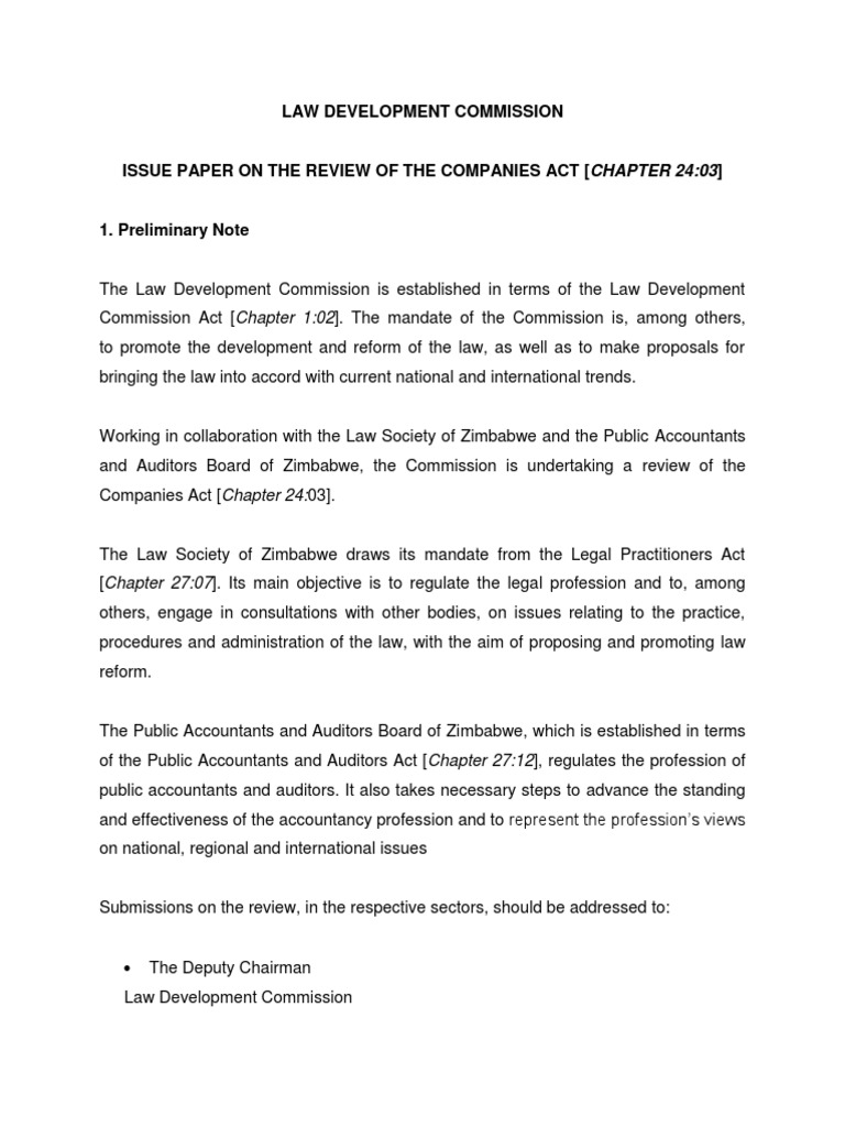 Law Development Commission-Companies Act Review | PDF | Corporate ...