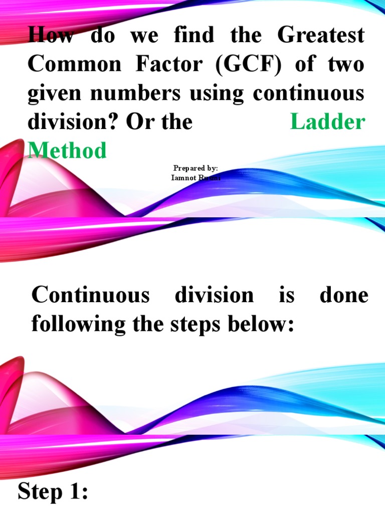 GCF Calculation Using Division Method | PDF | Numbers | Abstract Algebra