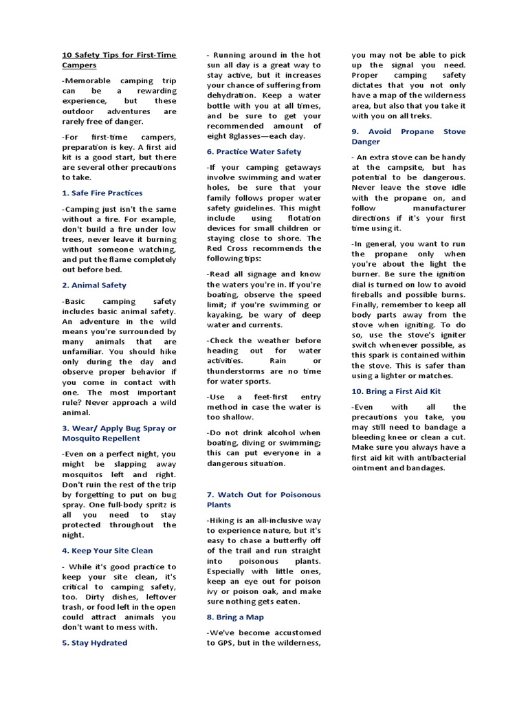 Essential Camping Safety Tips | PDF | Sunscreen | Clothing