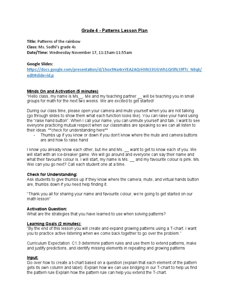 Grade4 Patternsoftherainbow | PDF | Pattern | Question