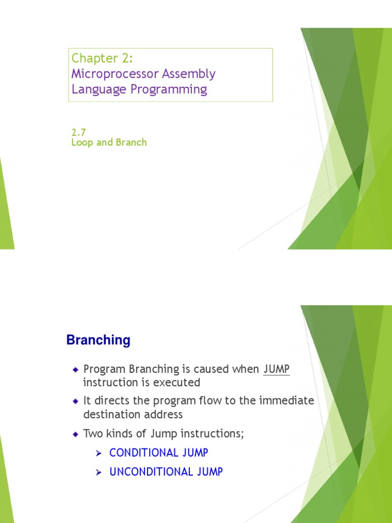 Microprocessor Assembly Language Programming: 2.7 Loop and Branch | Download Free PDF | Control ...