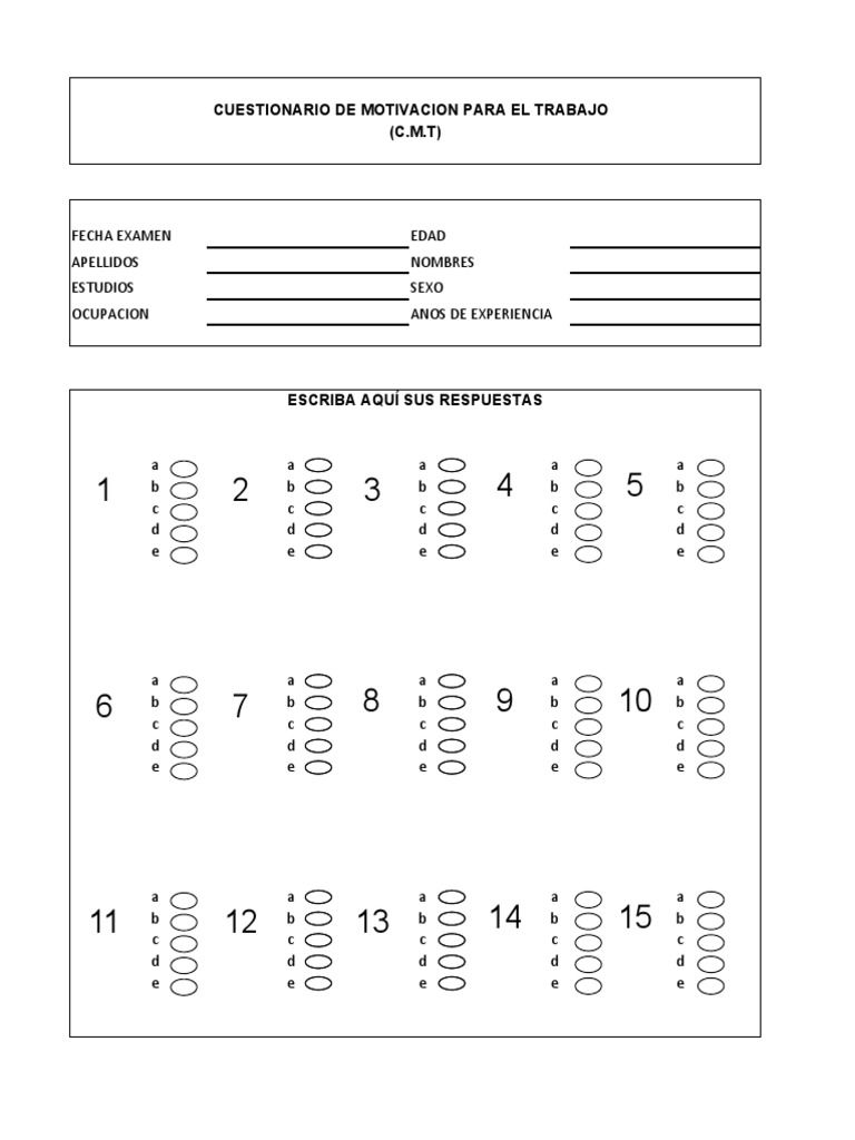 Hoja de Respuestas CMT | PDF
