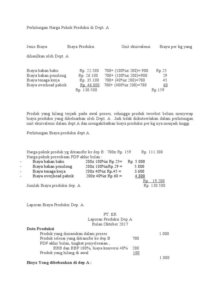 Perhitungan Harga Pokok Produksi Di Dept | PDF