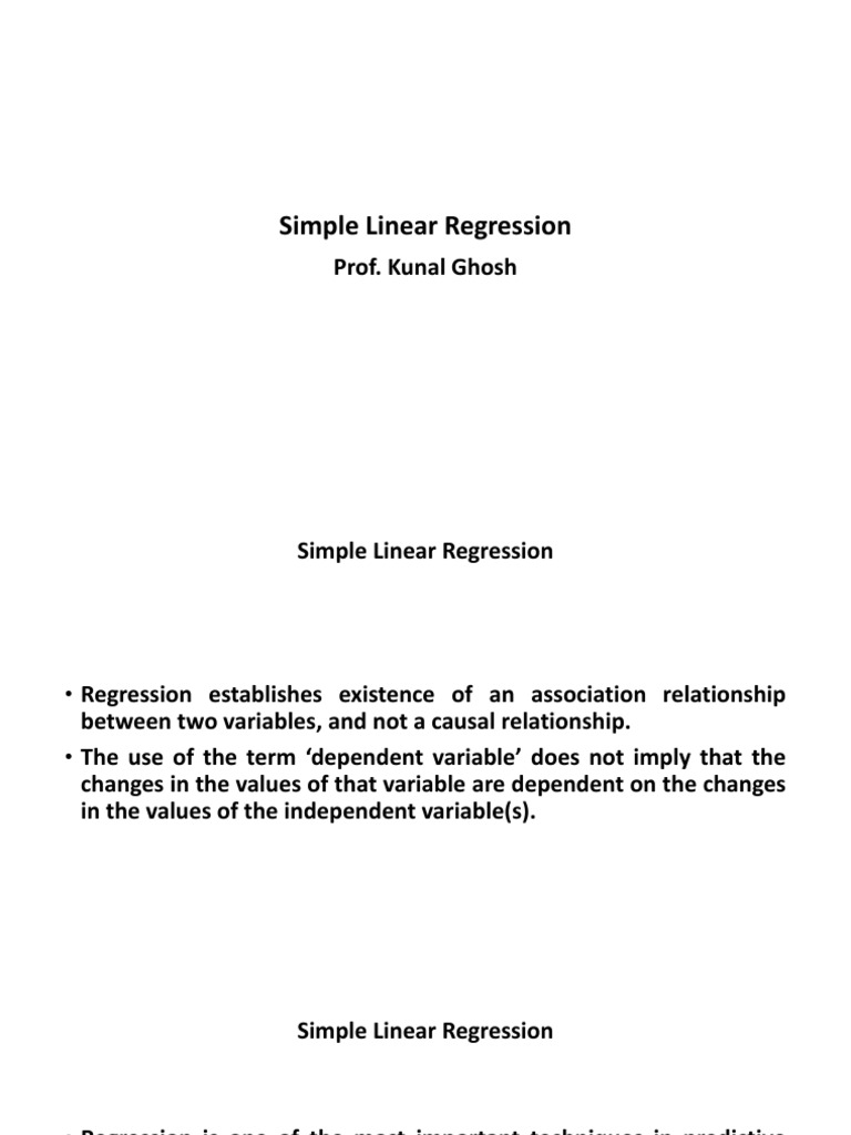 Simple Linear Regression PDF | PDF | Dependent And Independent ...